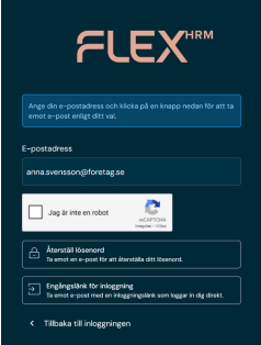 Inloggning i Flex HRM